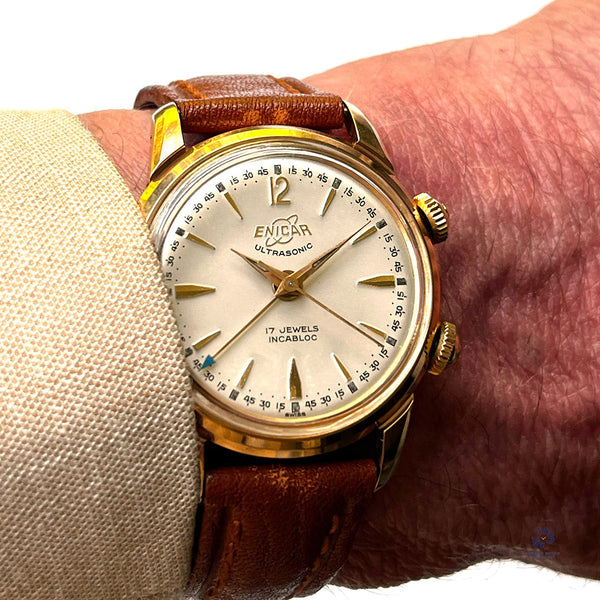 Enicar Ultrasonic - Gold Plated Alarm Watch - New-Old-Stock Condition ...