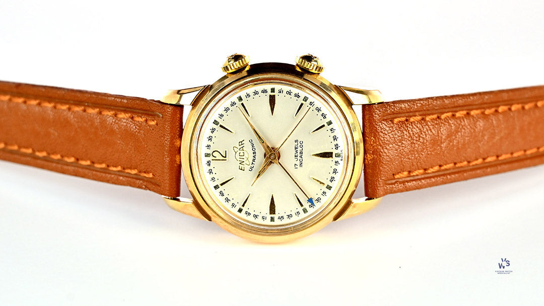 Enicar Ultrasonic - Gold Plated Alarm Watch - New-Old-Stock Condition ...