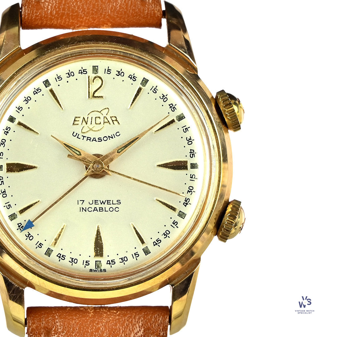 Enicar Ultrasonic - Gold Plated Alarm Watch - New-Old-Stock Condition ...