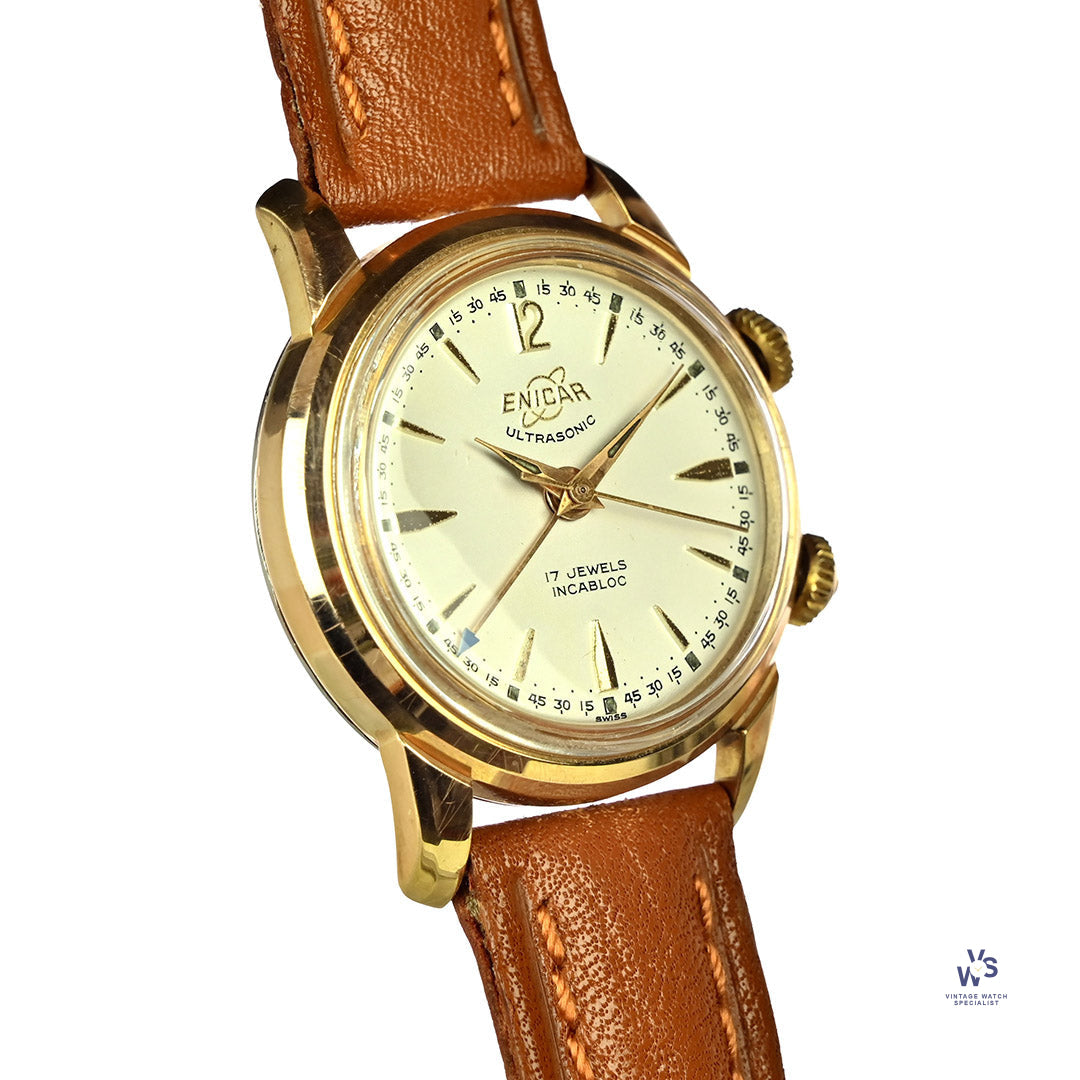 Enicar Ultrasonic - Gold Plated Alarm Watch - New-Old-Stock Condition ...