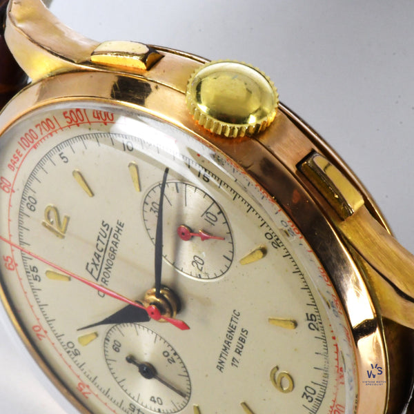 Exactus - 1950s - Two Register Chronograph in 18k Pink Gold Case ...