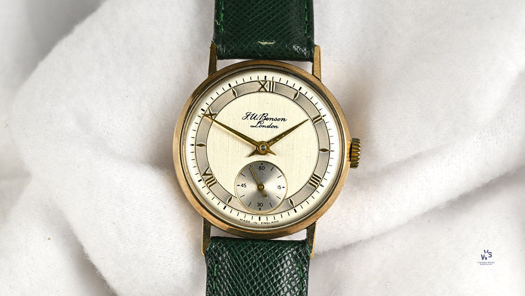 JW Benson Tropical - 9K Gold - Roman Sector Dial - c.1950s – Vintage ...