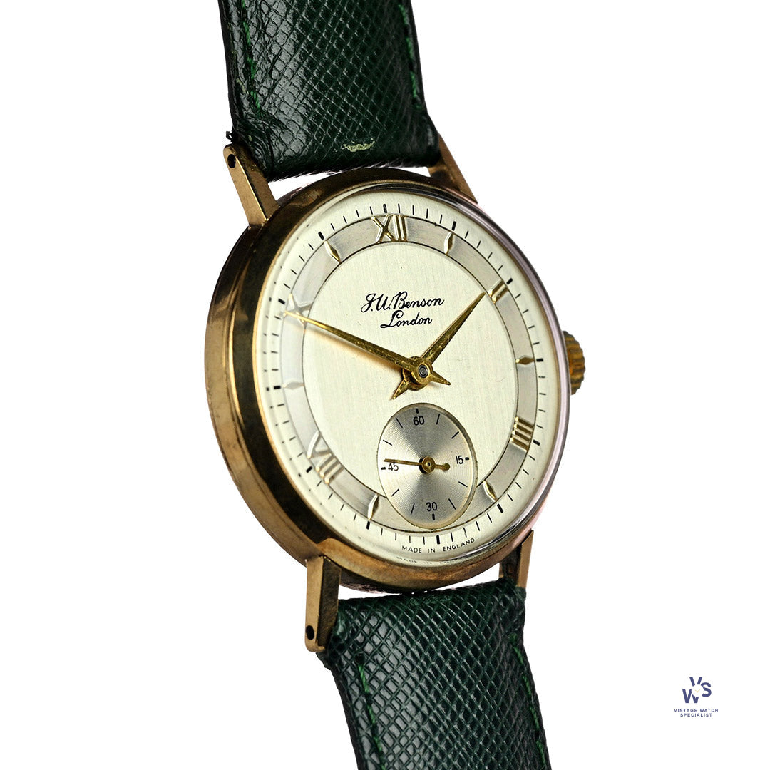 JW Benson Tropical - 9K Gold - Roman Sector Dial - c.1950s – Vintage ...