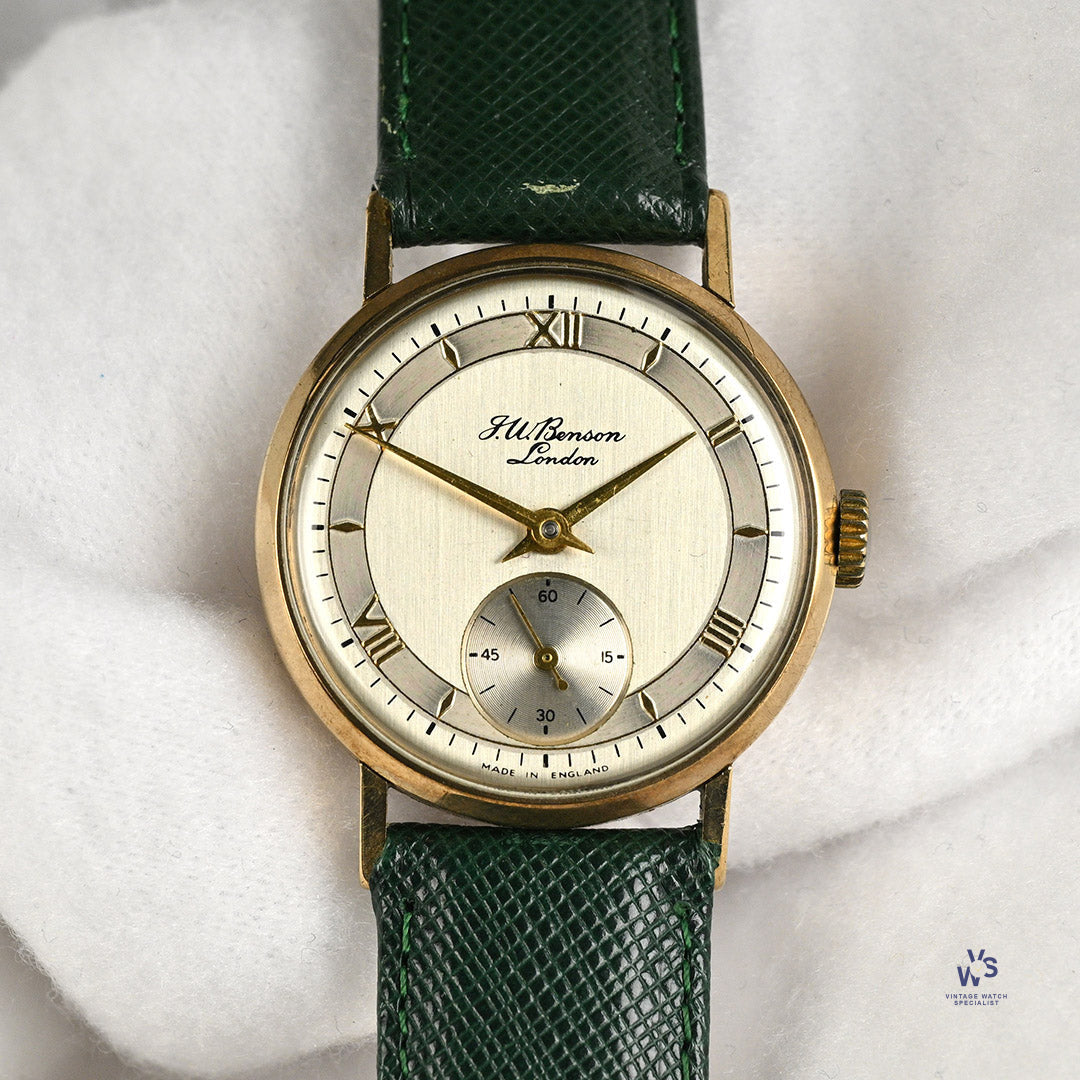 JW Benson Tropical - 9K Gold - Roman Sector Dial - c.1950s – Vintage ...