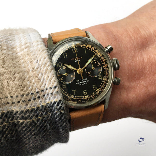 Lemania 105 Chronograph - Stunning Original Gilt Gloss Tachymetre Dial ...