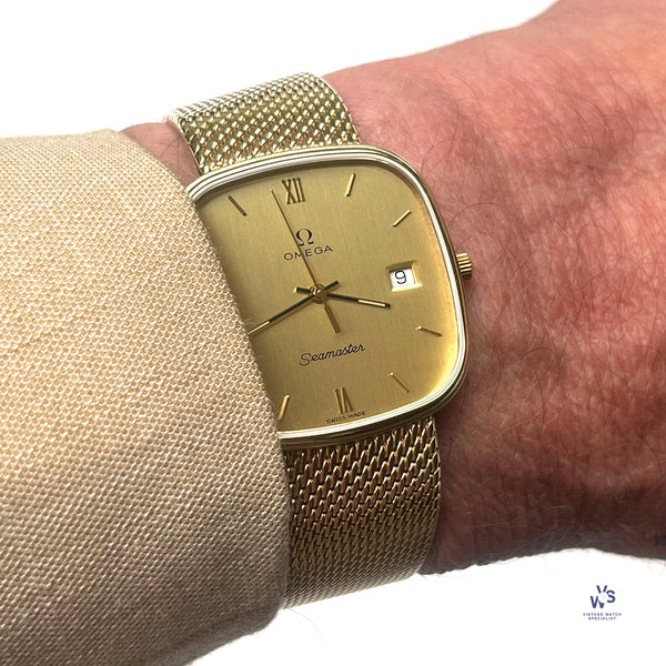 Omega Seamaster 9K Gold - Quartz - Integral Milanese Mesh Bracelet - R ...
