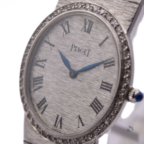 Piaget Lady's 18k White Gold Dress Watch with Diamond Bezel - c.1970s ...